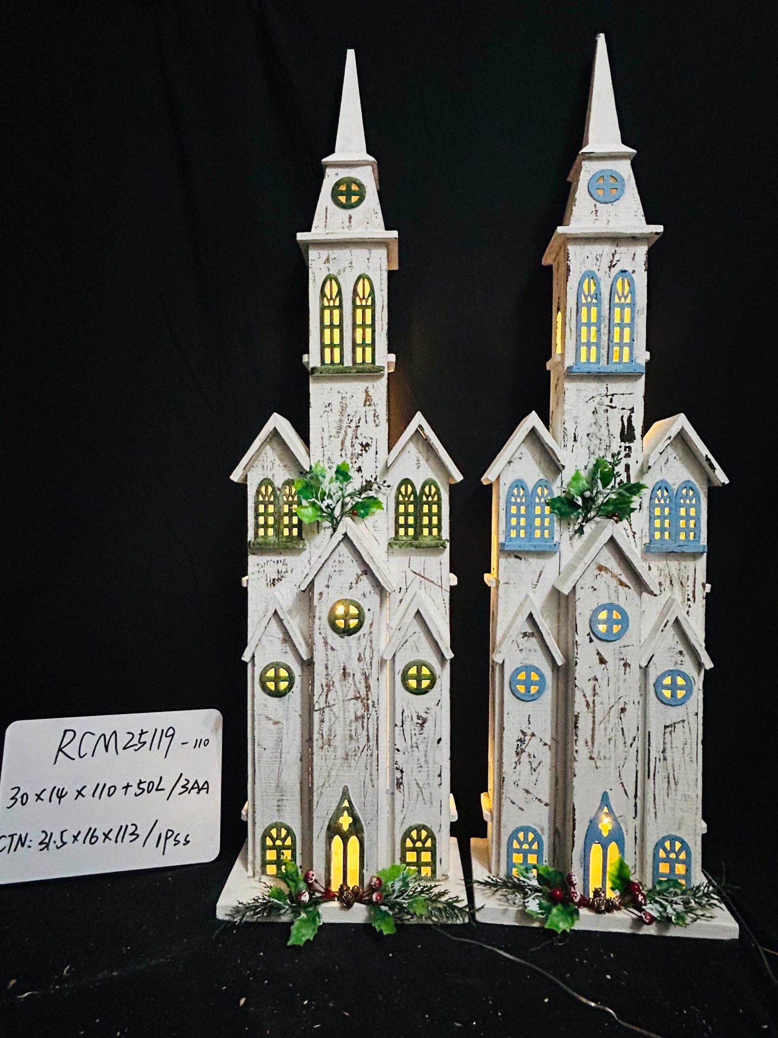 110CM Decorative LED Light Up Rustic Wood Church with Steeple – Vintage ...