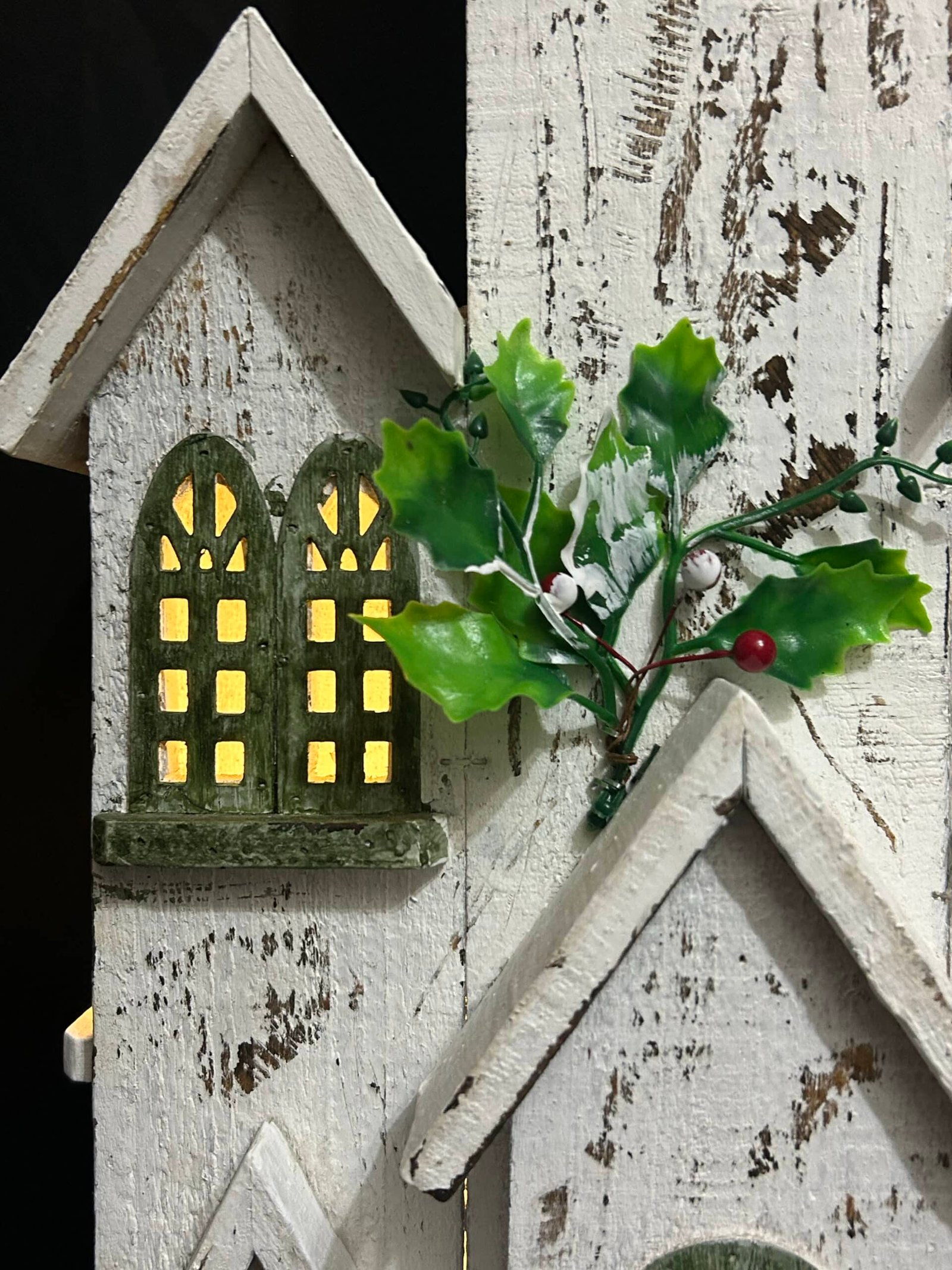 110CM Decorative LED Light Up Rustic Wood Church with Steeple – Vintage ...